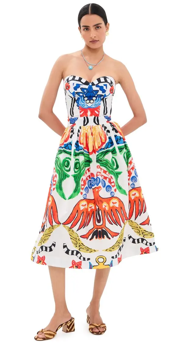 Stella Jean V-neck Midi Dress