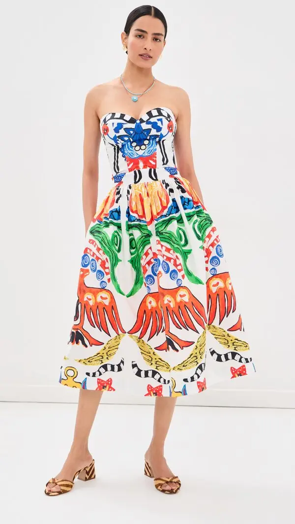 Stella Jean V-neck Midi Dress