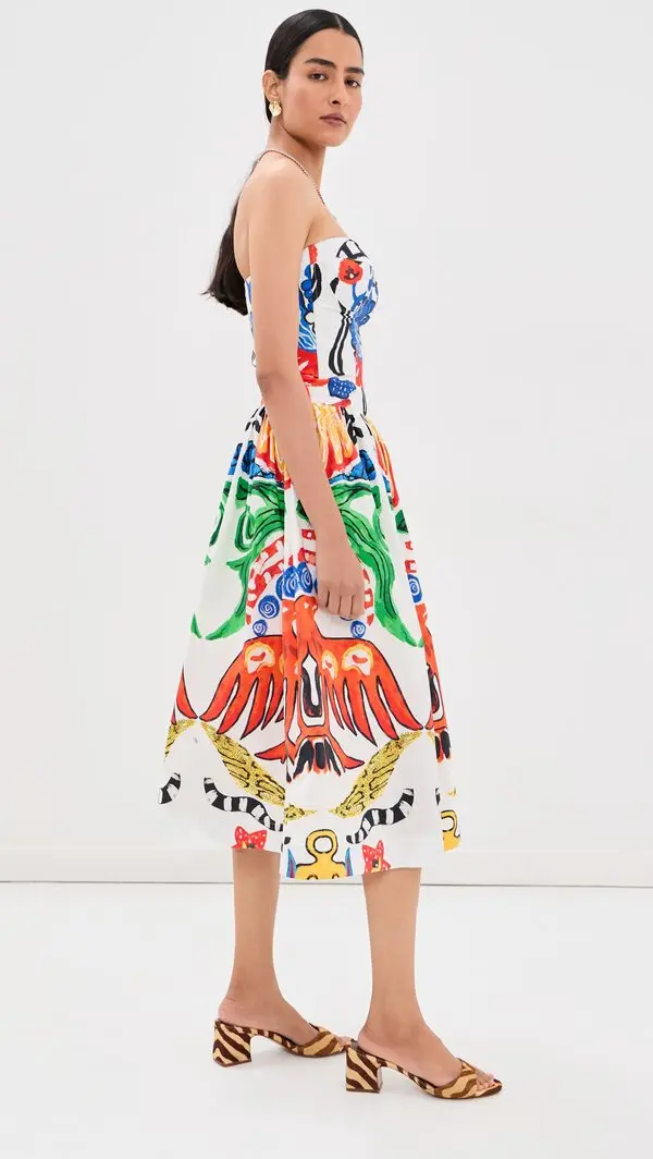 Stella Jean V-neck Midi Dress