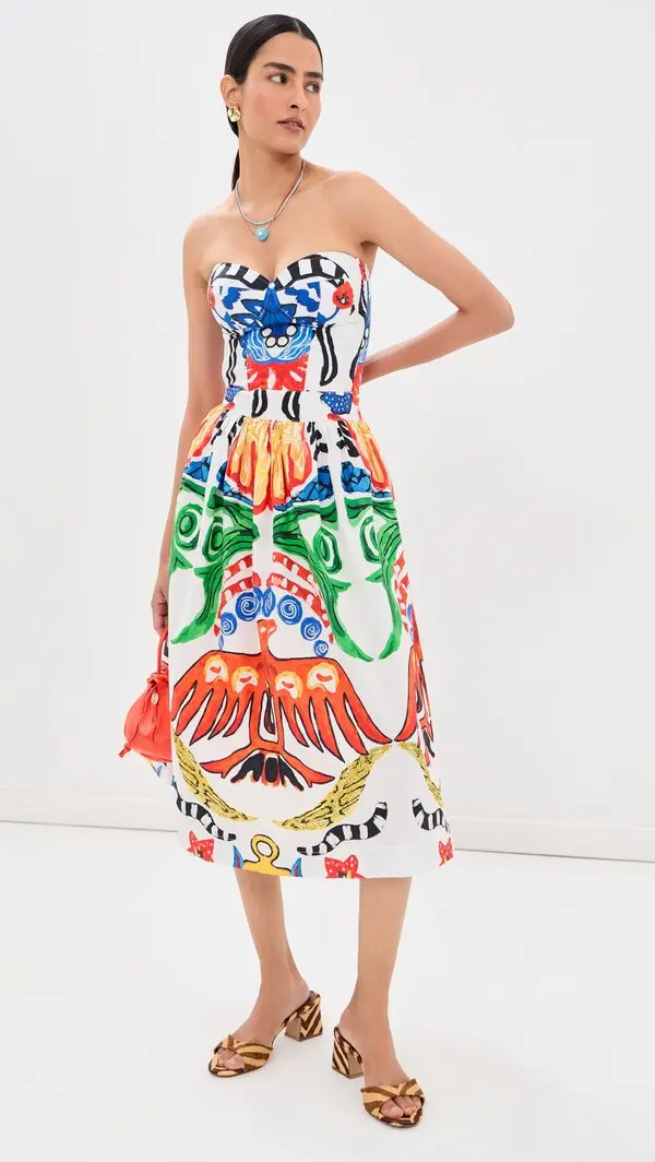 Stella Jean V-neck Midi Dress