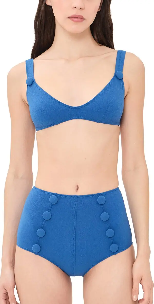 Lisa Marie Fernandez Magdalena High Waisted Bikini Set - Cobalt Blue Crepe