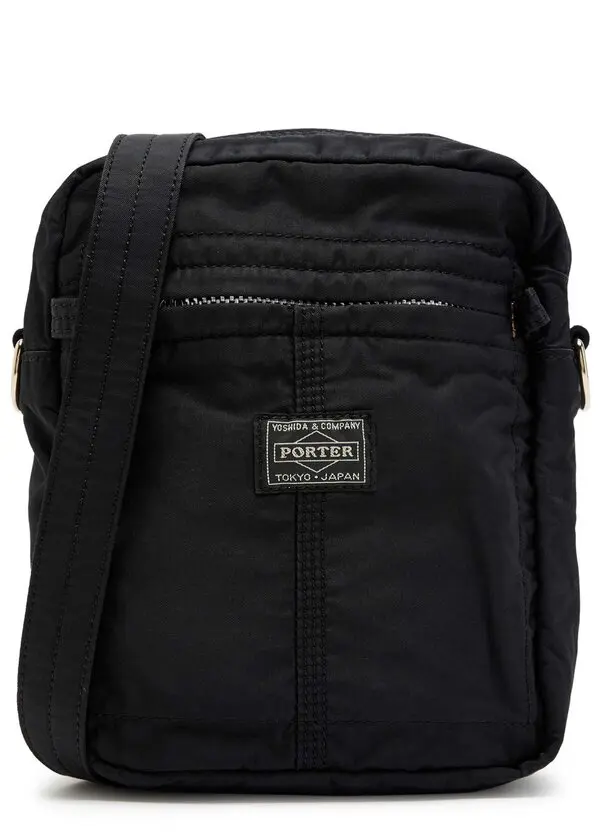 PORTER Nylon Cotton-twill Vertical Shoulder Bag - Black