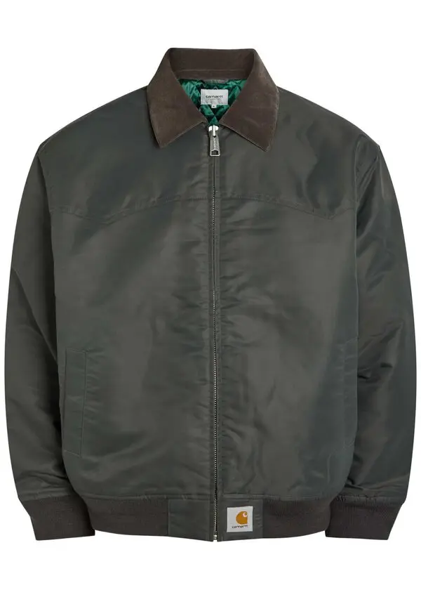 Carhartt Work In Progress Santa Fe Nylon-twill Jacket With Velvet Collar - Charcoal