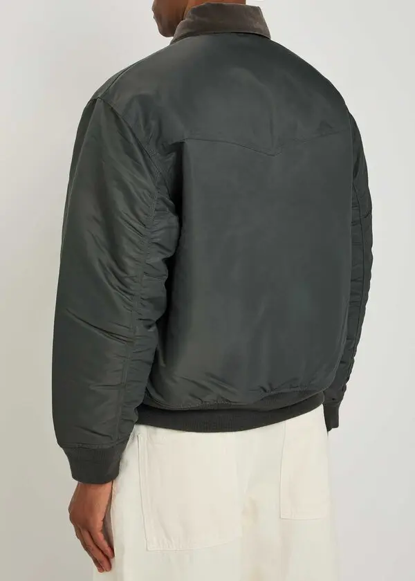 Carhartt Work In Progress Santa Fe Nylon-twill Jacket With Velvet Collar - Charcoal