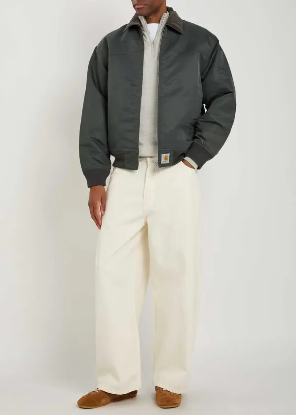 Carhartt Work In Progress Santa Fe Nylon-twill Jacket With Velvet Collar - Charcoal