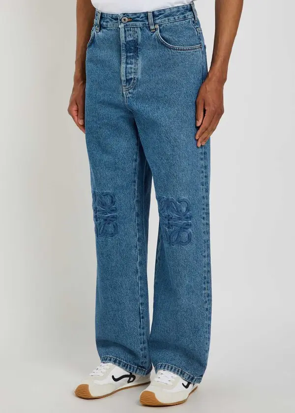 Loewe Anagram Embroidered Baggy Jeans