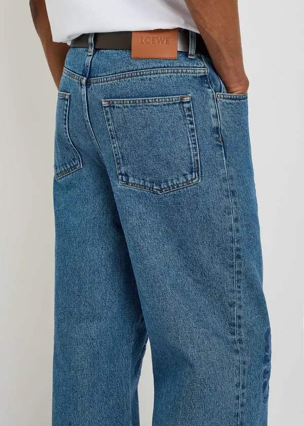 Loewe Anagram Embroidered Baggy Jeans