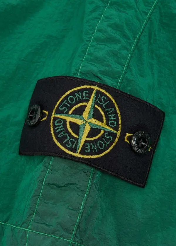 Stone Island Crinkled Nylon Shorts With Appliqu