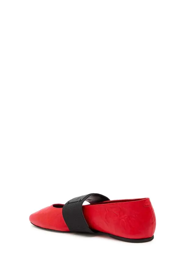Givenchy Leather Ballet Flats With Logo Appliqu - Red