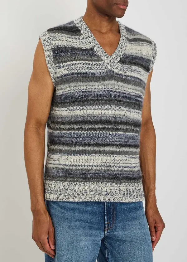 THE ELDER STATESMAN Striped Knit Cashmere-blend Vest
