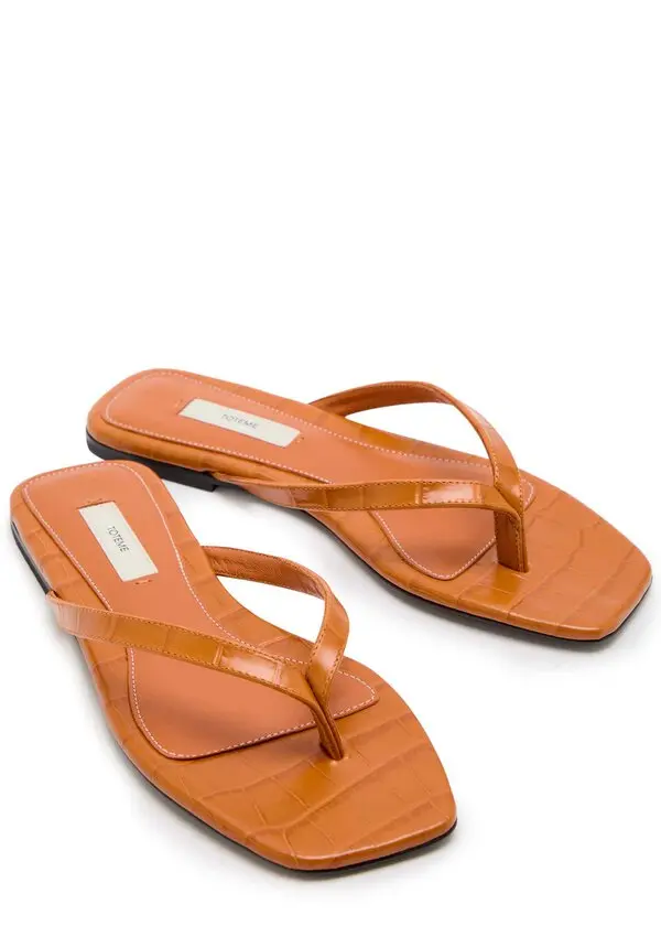 TOTEME Crocodile-effect Leather Flip Flops