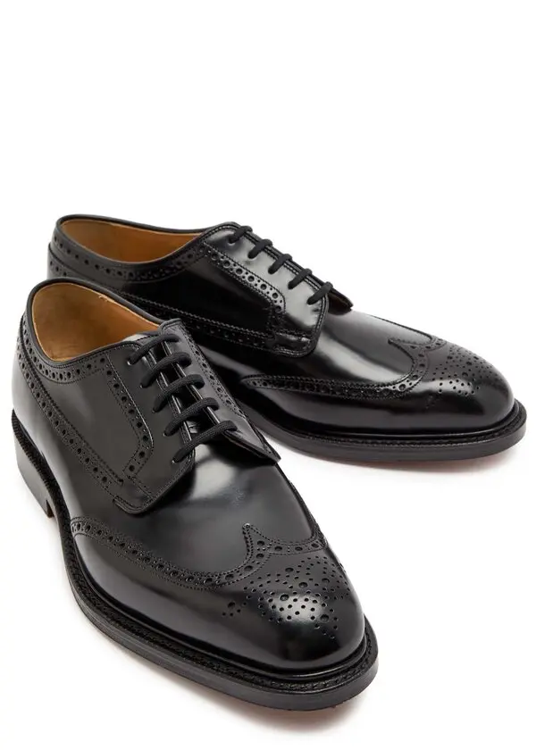 Church's Grafton Perforated Glossed Leather Derby Shoes - Black