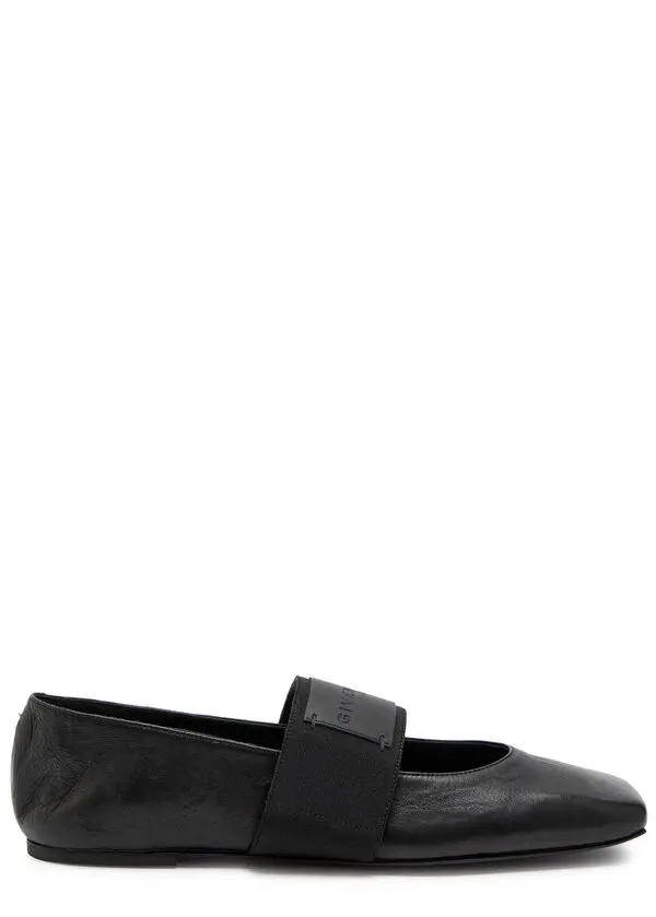 Givenchy Logo-appliquéd Leather Ballet Flats - Black