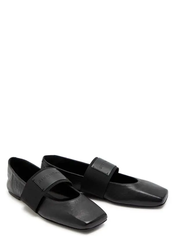 Givenchy Logo-appliquéd Leather Ballet Flats - Black