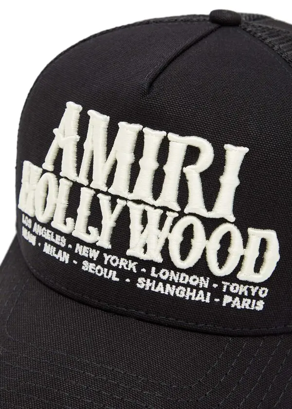 Amiri Hollywood Embroidered Canvas And Mesh Cap