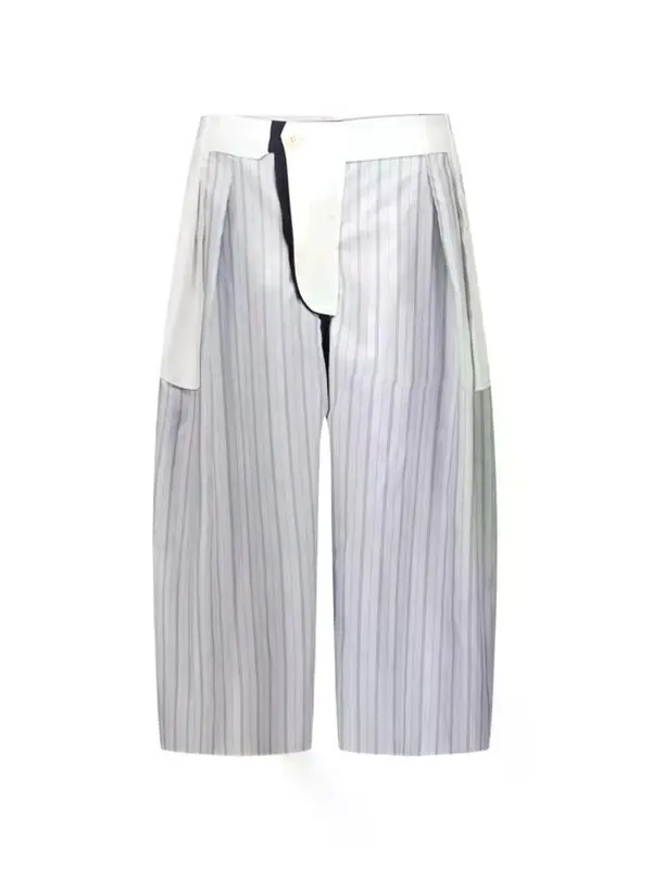 Natasha Zinko Pinstriped Pleated Wide-leg Shorts