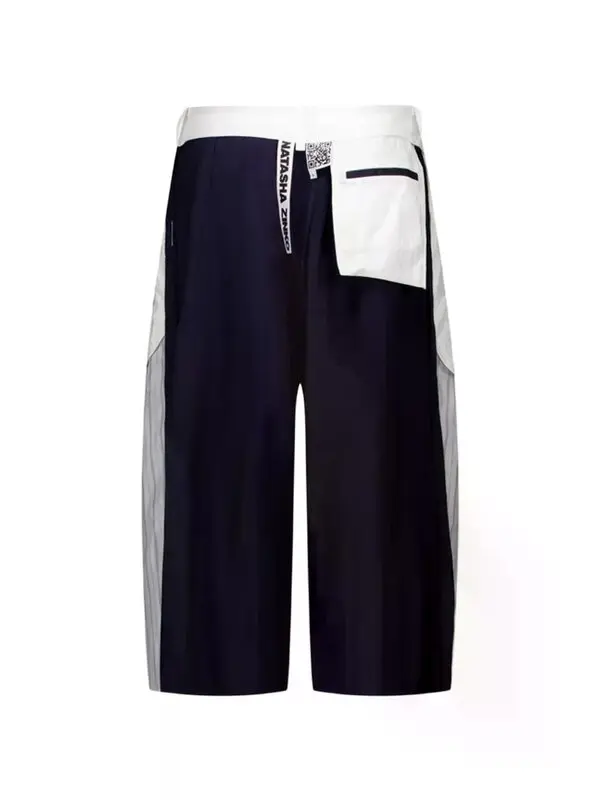 Natasha Zinko Pinstriped Pleated Wide-leg Shorts