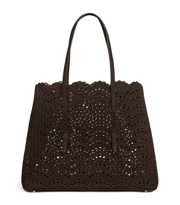 Alaïa Leather Mina Tote Bag With Perforated Detailing - Brown