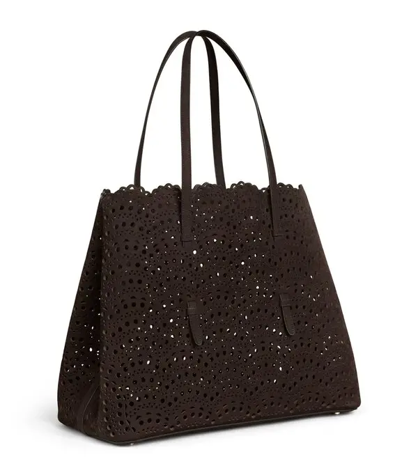 Alaïa Leather Mina Tote Bag With Perforated Detailing - Brown