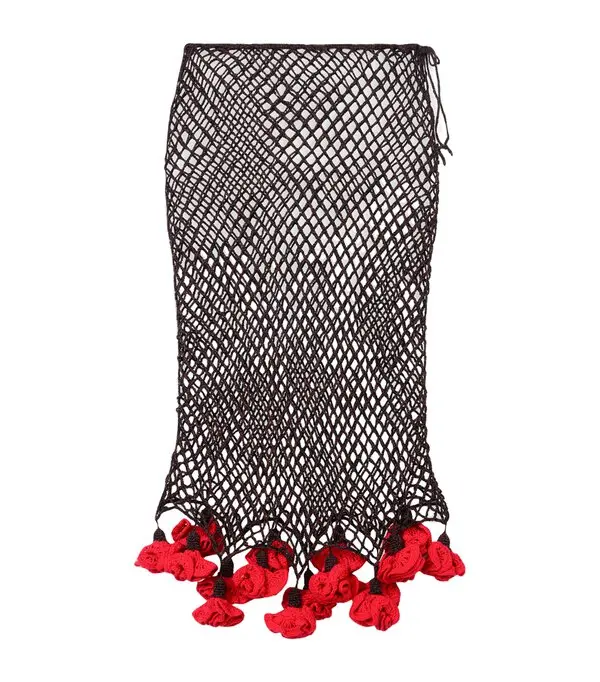 Alaïa Floral Crochet Midi Skirt