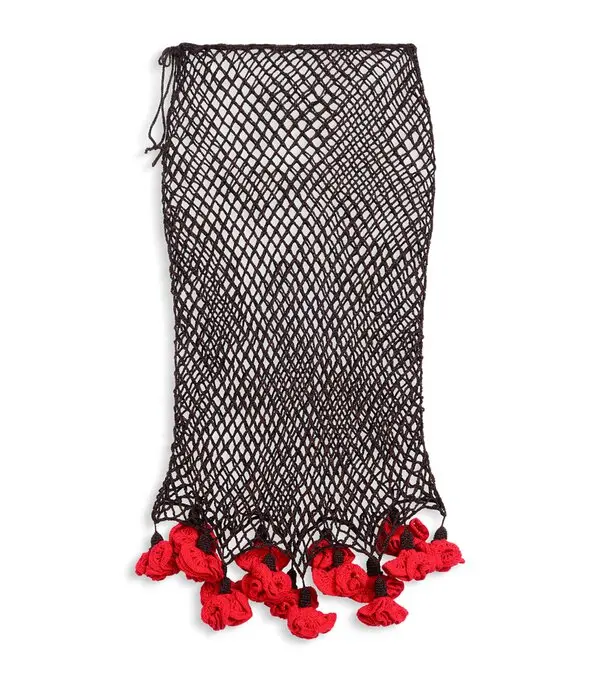 Alaïa Floral Crochet Midi Skirt