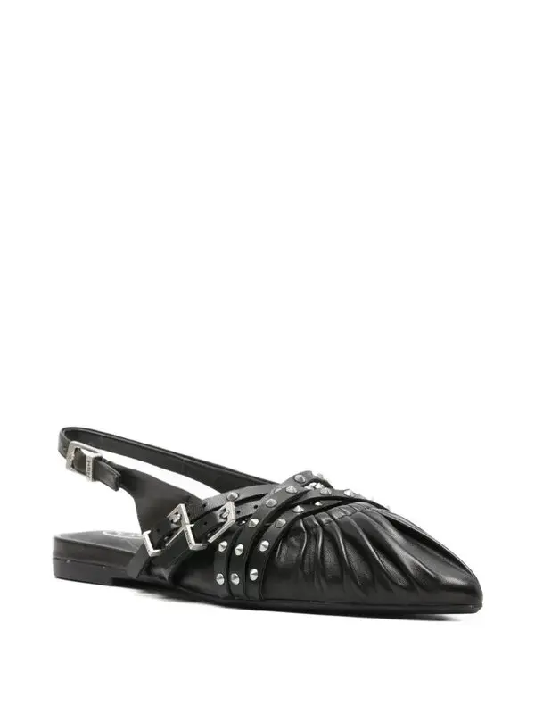 Ash Studded Ruched Slingback Flats