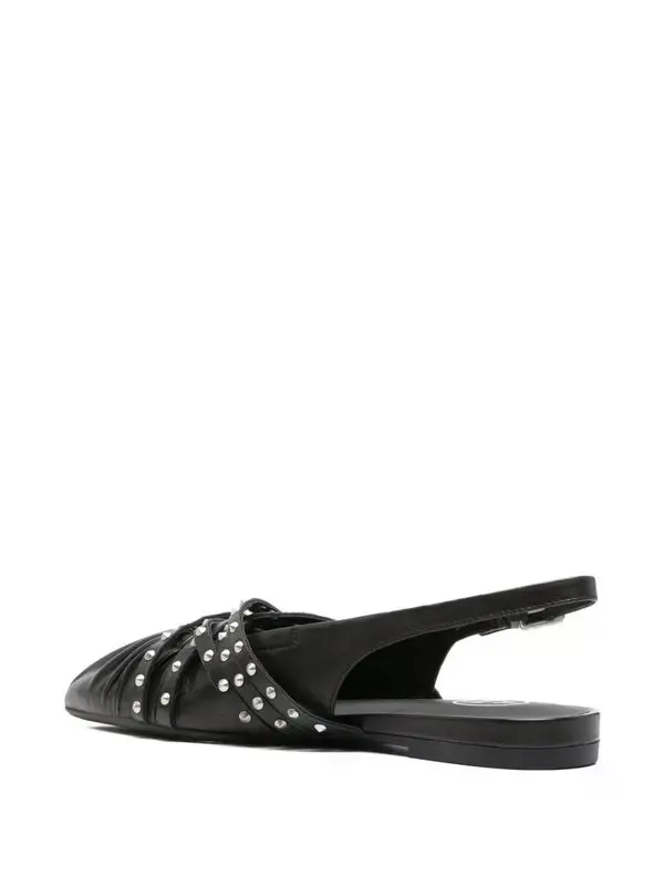 Ash Studded Ruched Slingback Flats