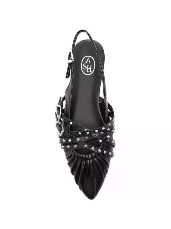 Ash Studded Ruched Slingback Flats
