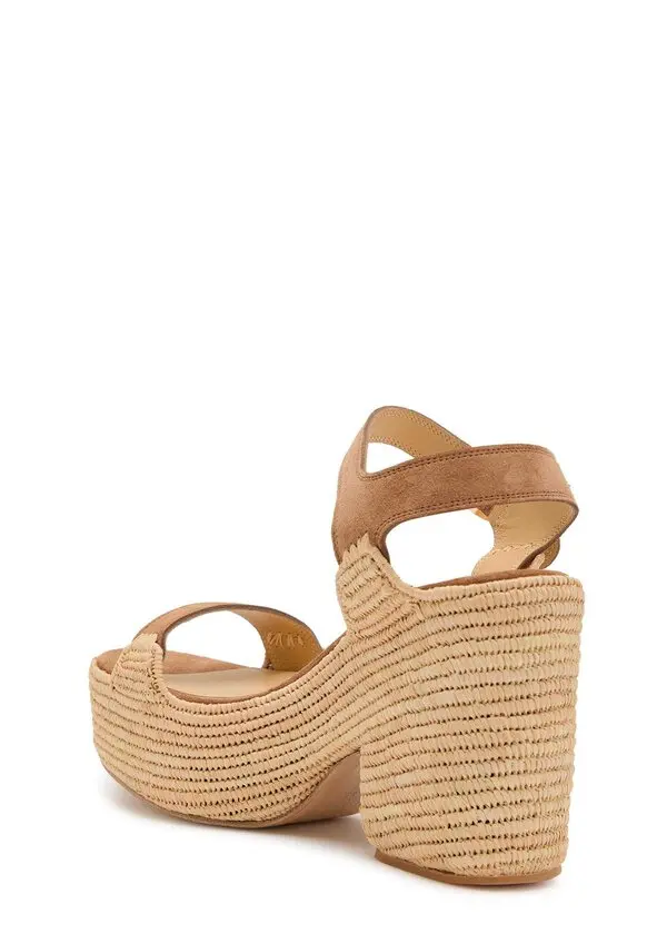 Gabriela Hearst Sardis 100 Suede And Raffia Platform Sandals - Camel