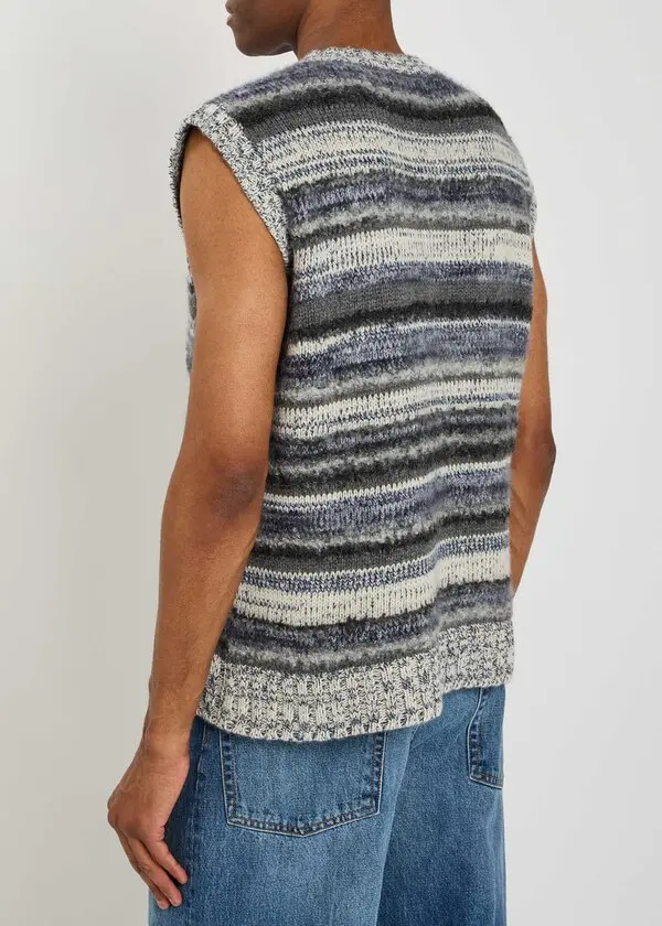 THE ELDER STATESMAN Striped Knit Cashmere-blend Vest