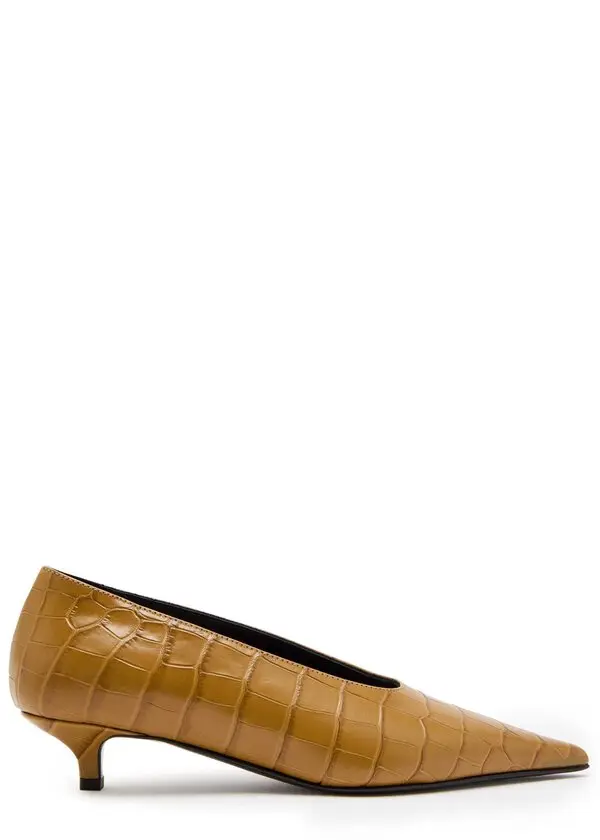TOTEME 35 Crocodile-effect Leather Pumps