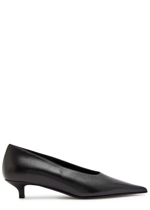 TOTEME Leather Pointed Toe Pumps - Black