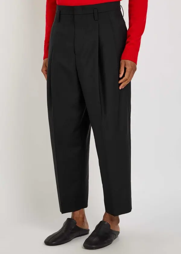 JIL SANDER Pleated Wool Trousers - Black