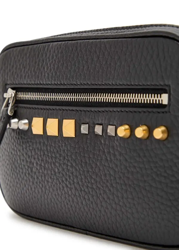 Valentino Garavani Mini Stud-embellished Grained Leather Cross-body Bag - Black