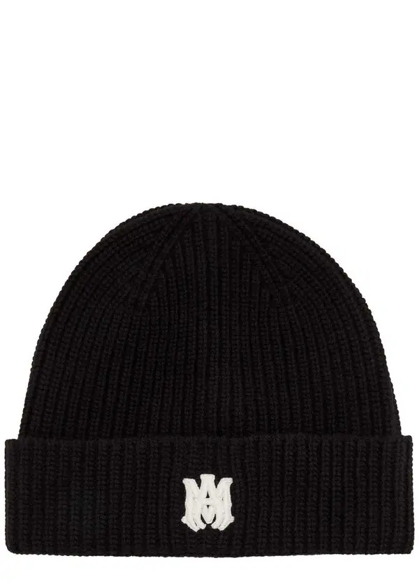 Amiri Logo-embroidered Wool Beanie - Black