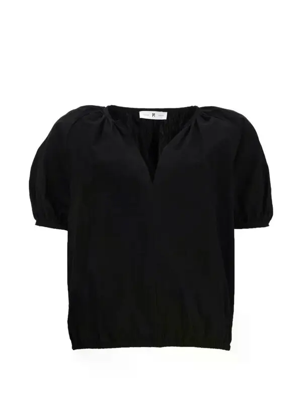 PT TORINO Puff Sleeve V-neck Blouse - Black