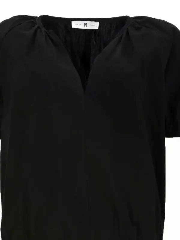 PT TORINO Puff Sleeve V-neck Blouse - Black