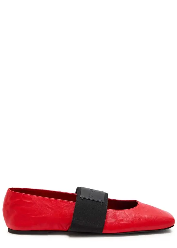 Givenchy Logo-appliquéd Leather Ballet Flats - Red