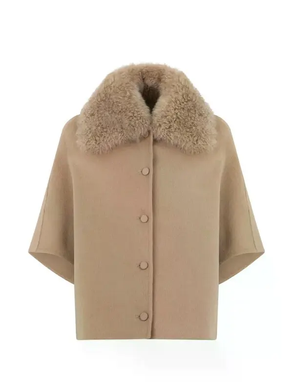 YVES SALOMON Shearling Collar Cape