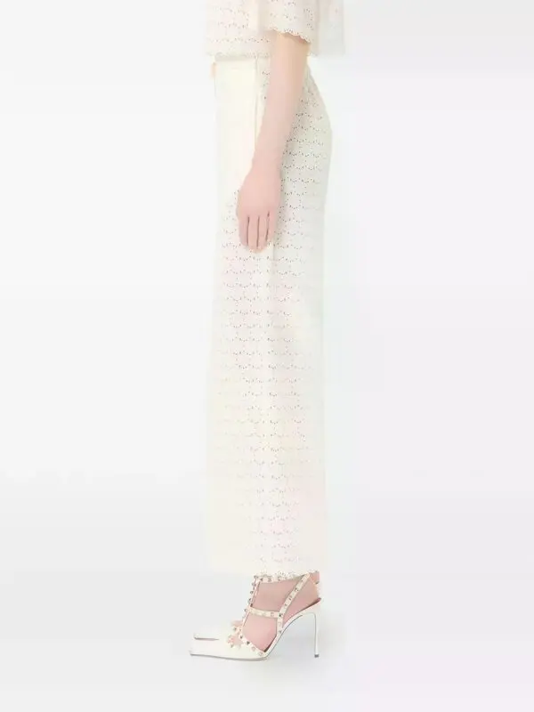 Valentino Garavani Fleurs A Jour Cotton Pants - Neutrals