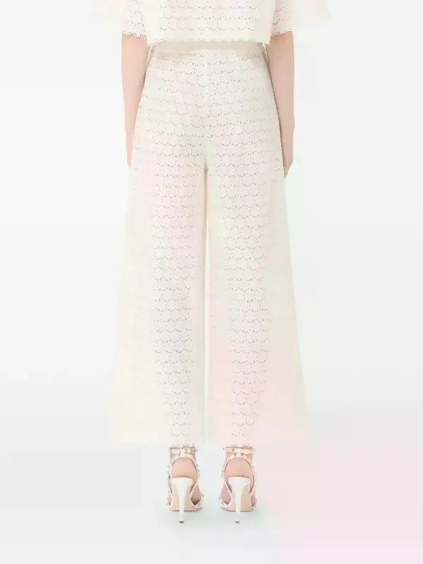 Valentino Garavani Fleurs A Jour Cotton Pants - Neutrals