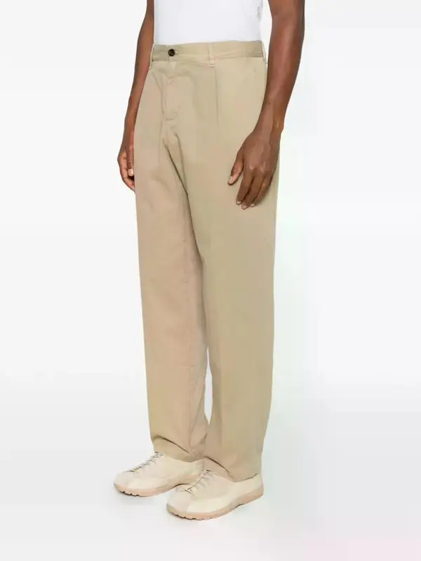WHITE SAND Pleated Cotton Trousers