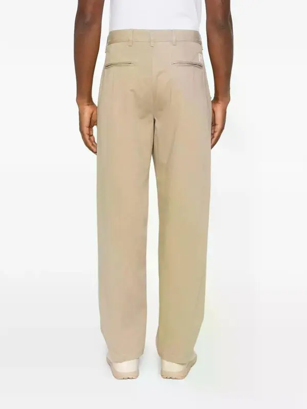 WHITE SAND Pleated Cotton Trousers