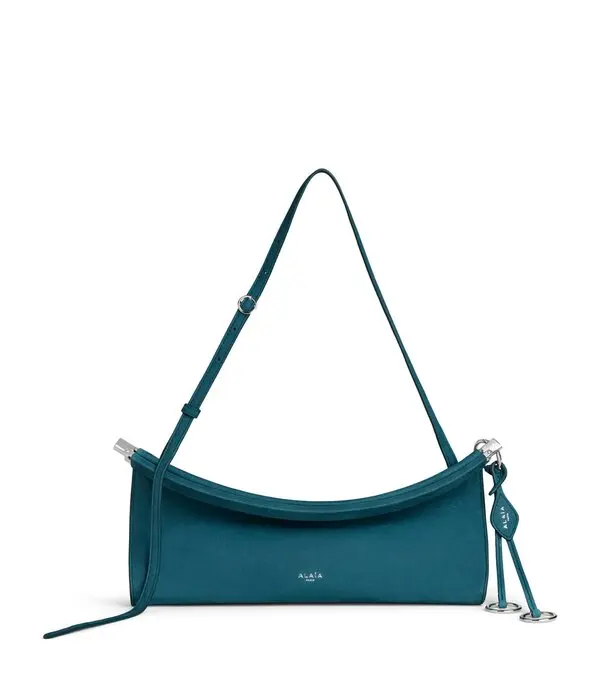 Alaïa Le Click East West Shoulder Bag In Nubuck - Grey