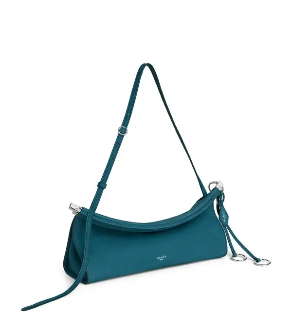 Alaïa Le Click East West Shoulder Bag In Nubuck - Grey