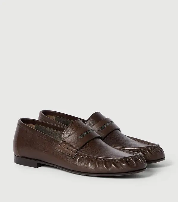 Brunello Cucinelli Leather Loafers With Gathered Detailing
