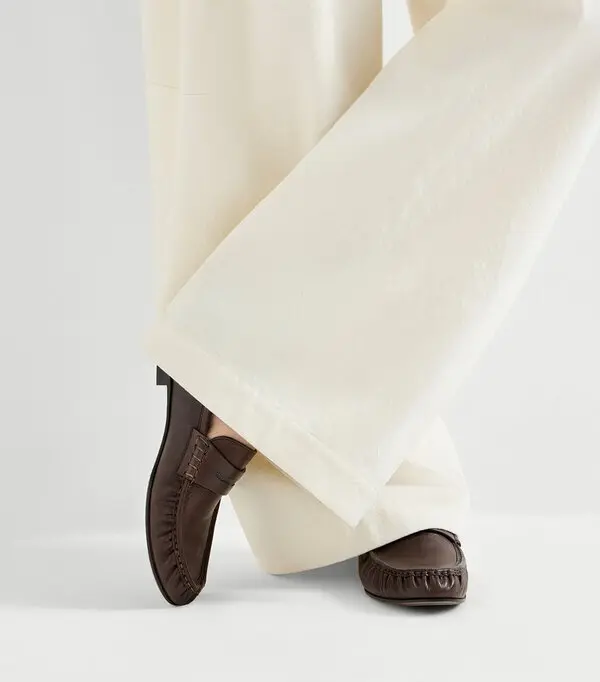 Brunello Cucinelli Leather Loafers With Gathered Detailing
