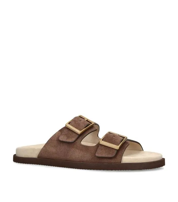 Brunello Cucinelli Suede Buckled Sandals - Brown