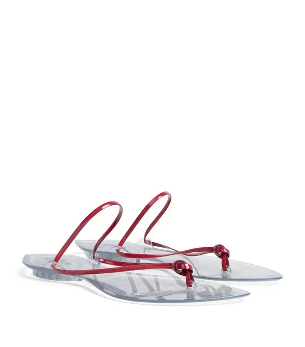 Alaïa Leather Invisible Thong Sandals - Red