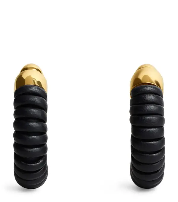 Alaïa Lambskin Tubular Hoop Earrings - Brown